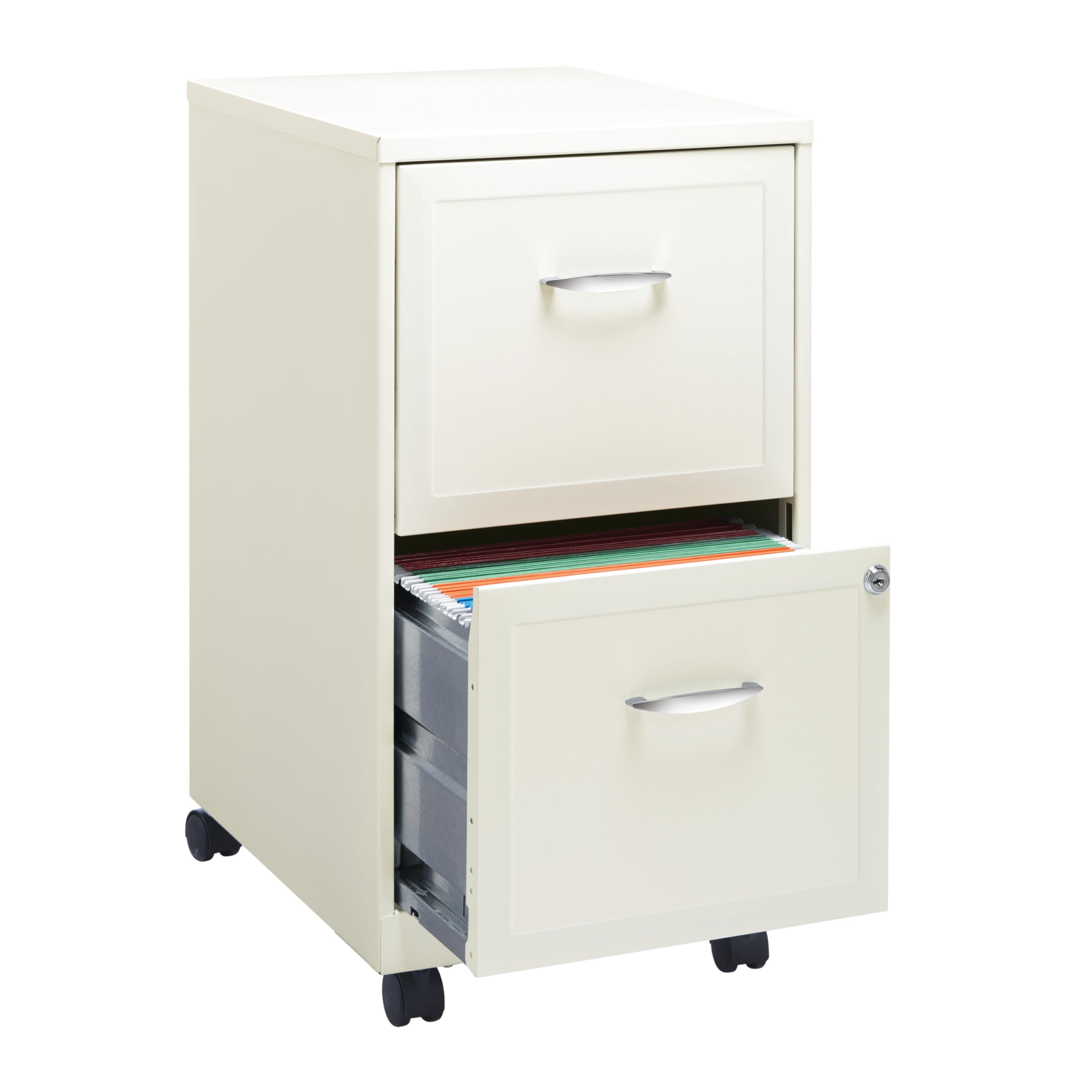 Space Solutions 18" 2 Drawer Mobile Smart Vertical File Cabinet Pearl White
