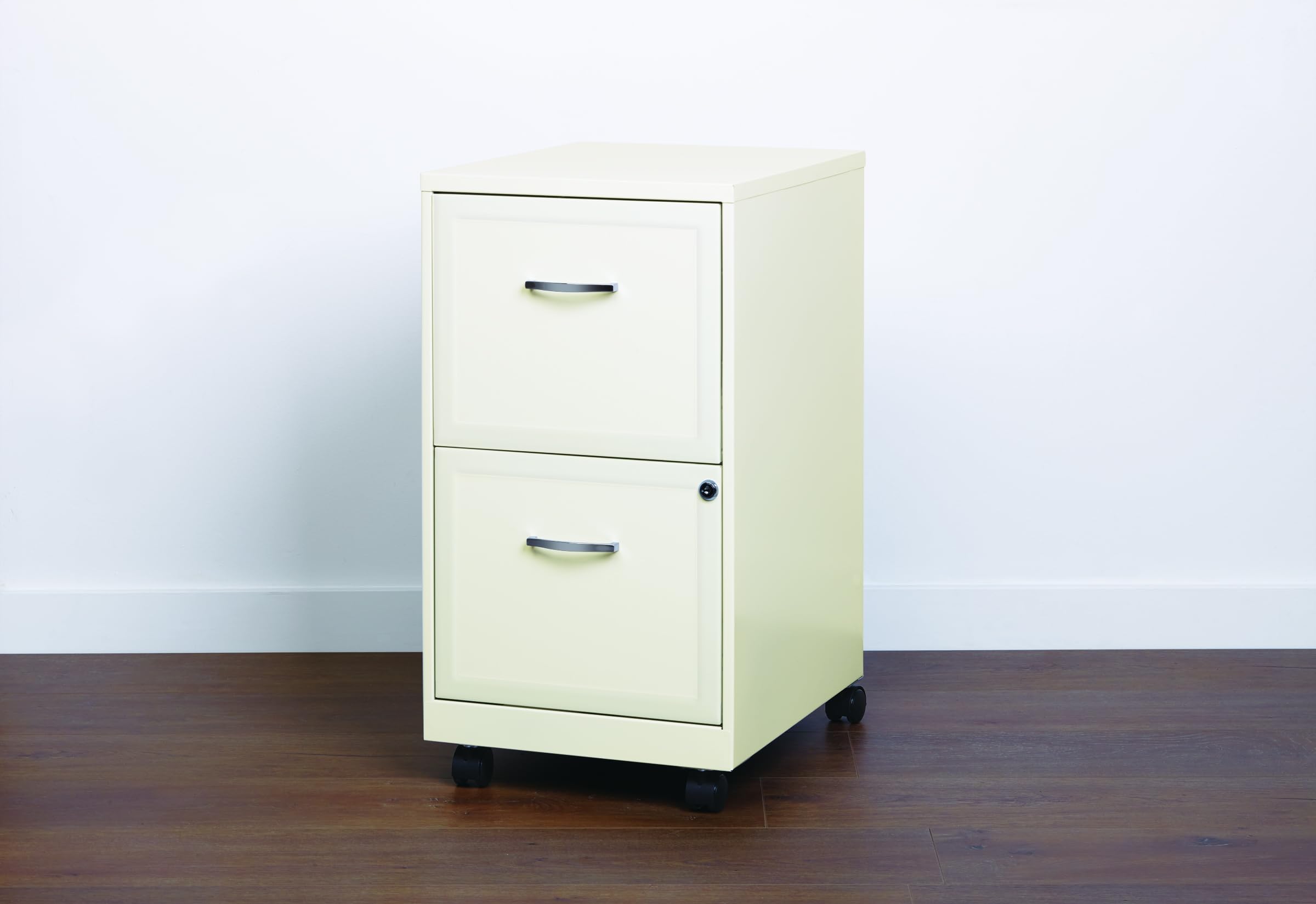Space Solutions 18" 2 Drawer Mobile Smart Vertical File Cabinet Pearl White