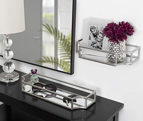Kate and Laurel Ciel Modern Glam Metal Wall Shelf Set, Set of 2, Silver, Elegant Wall Decor and Storage