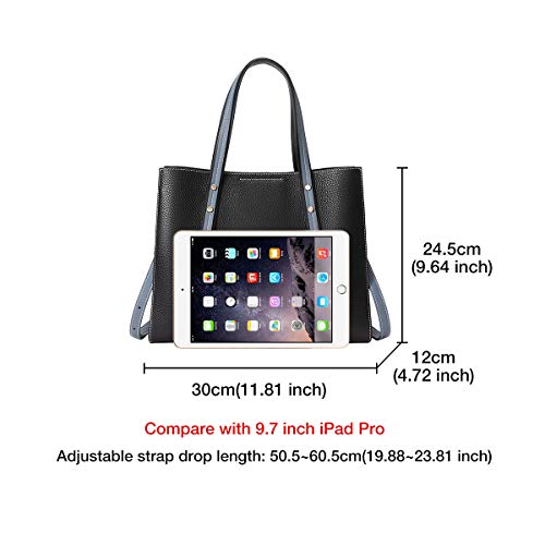 Women's Carryall Shoulder Bag Lady Leather Handbags Crossbody Purse Top-handle Bag (Black)