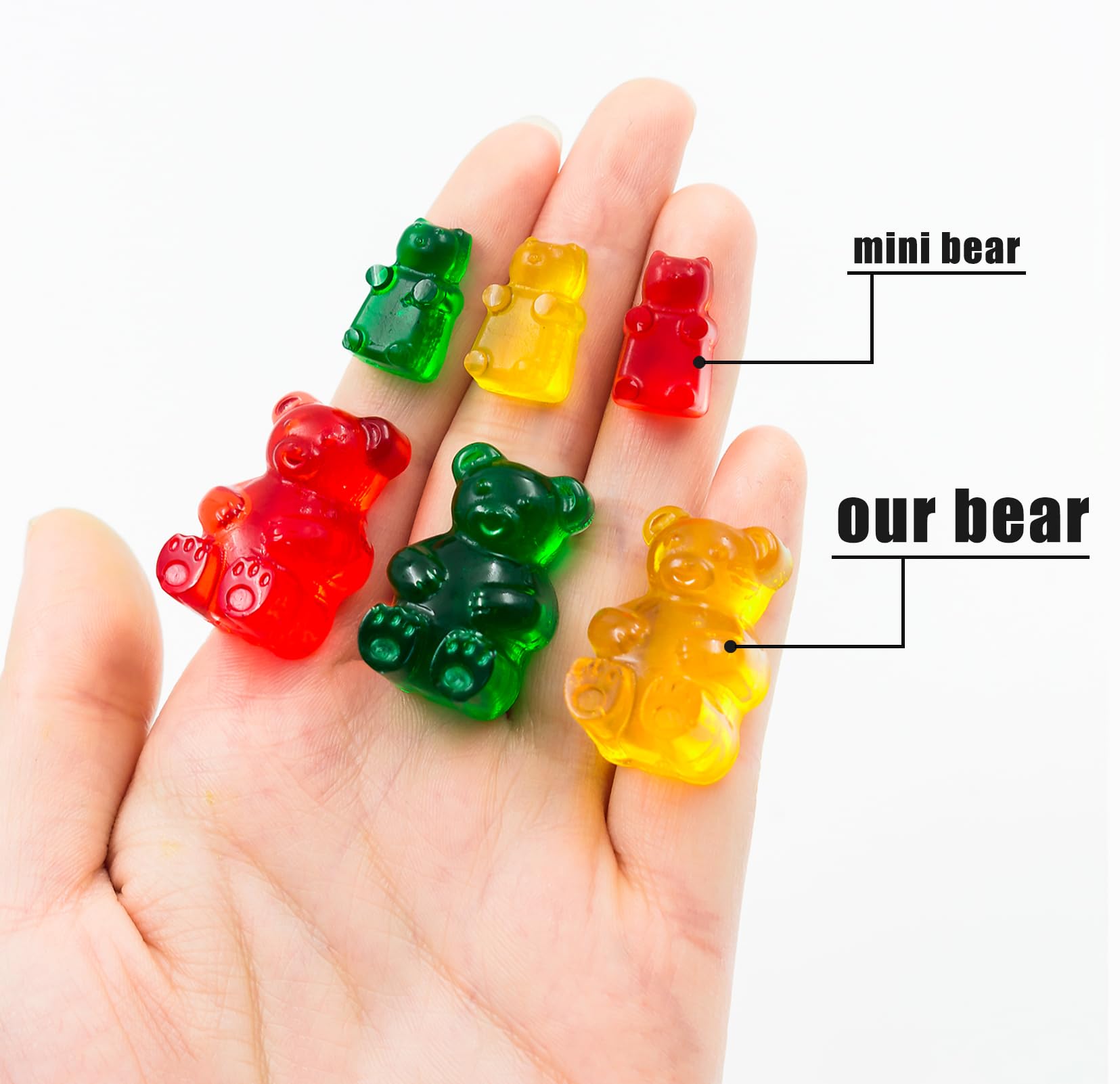 Large Gummy Bear Mold Candy Molds, Non-Stick Silicone Gummy Chocolate Molds BPA Free with 3 Droppers, Set of 3
