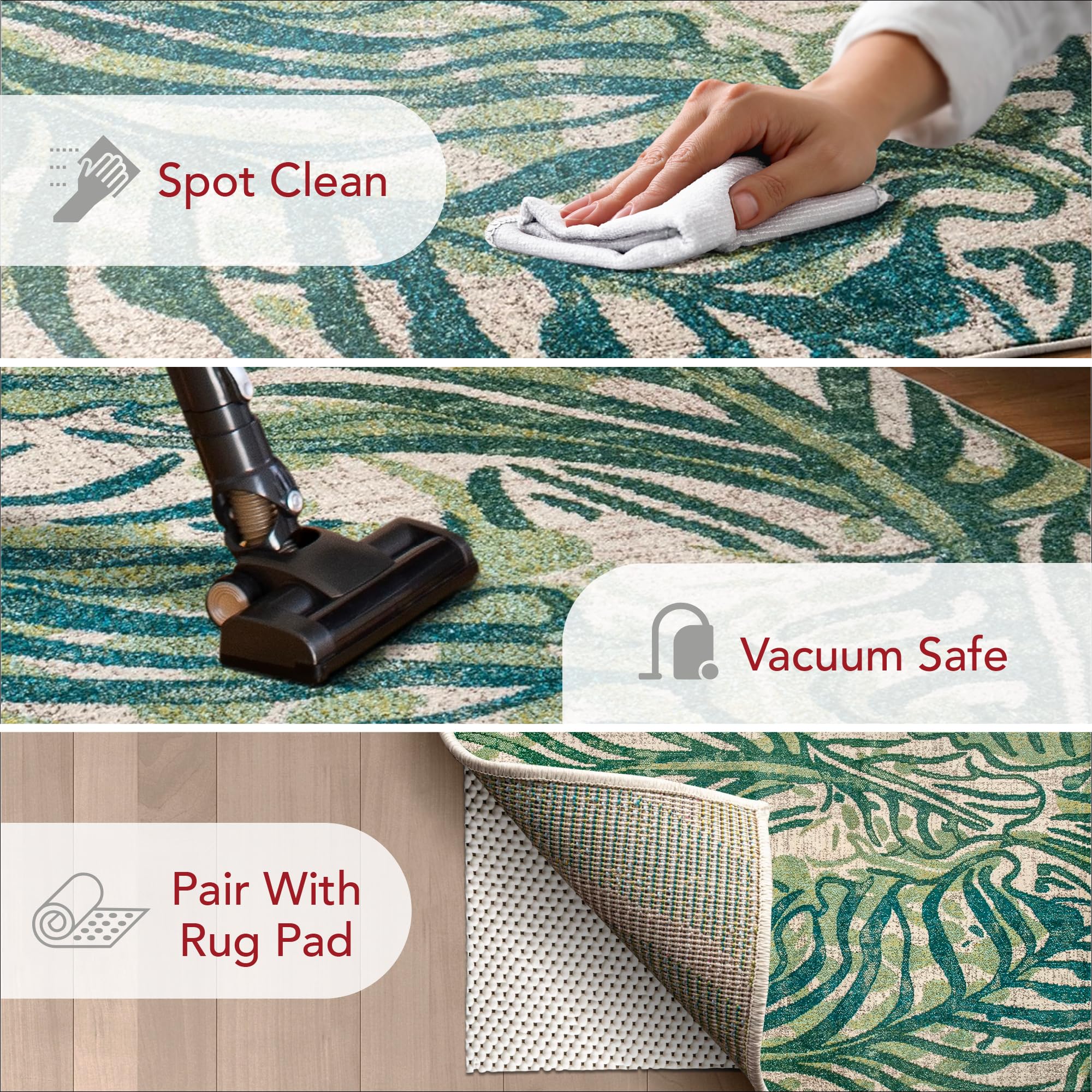 nuLOOM Cali Abstract Leaves Area Rug, 9x12, Green