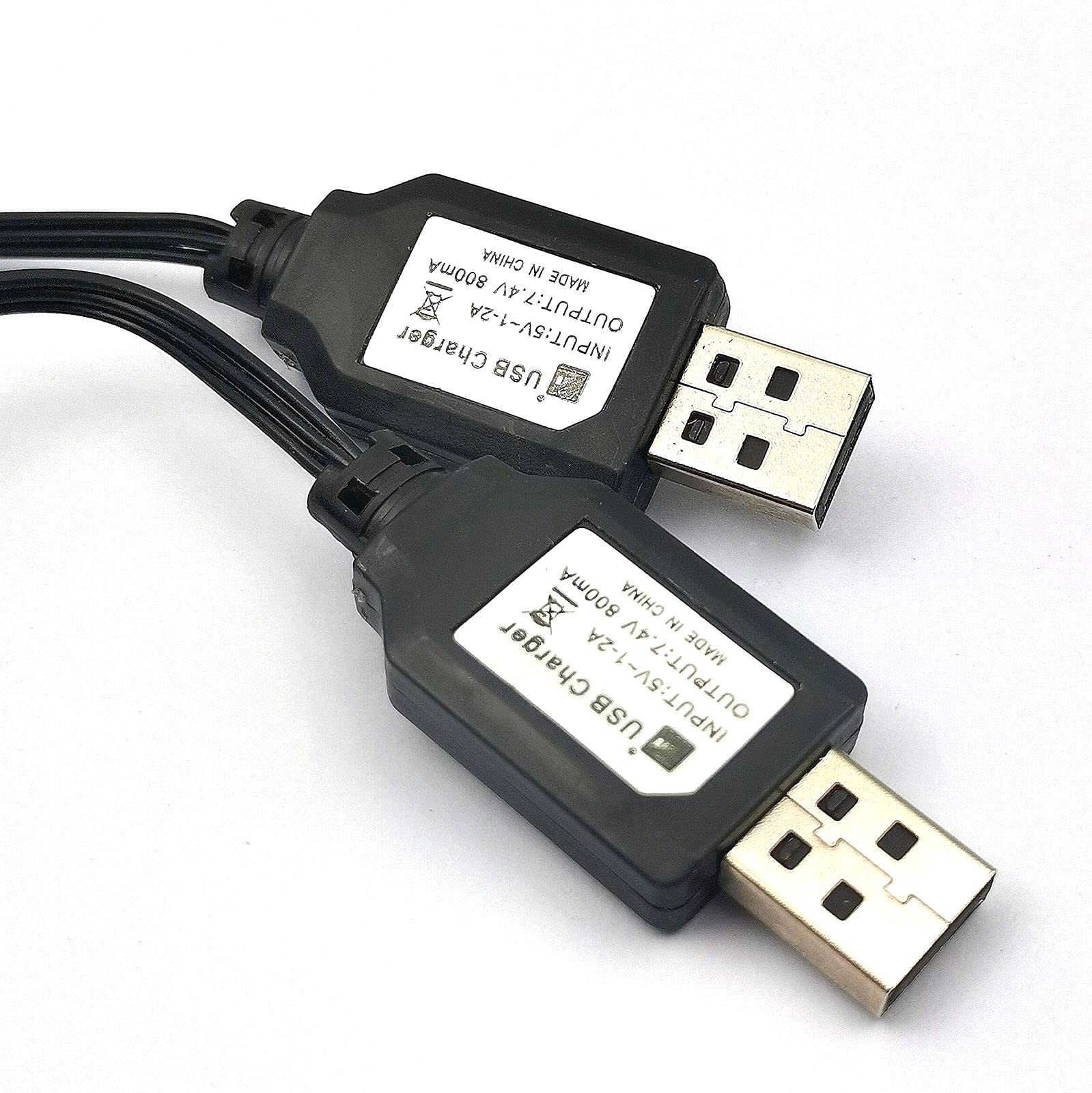 DEVMO 2pcs USB Charger Cable 1A with XH-3P Connector Compatible with Hosim Q903 Q905 Axial SCX10 2S 7.4V LiPo Battery RC Car Rock Crawler FPV Drone Quadcopter