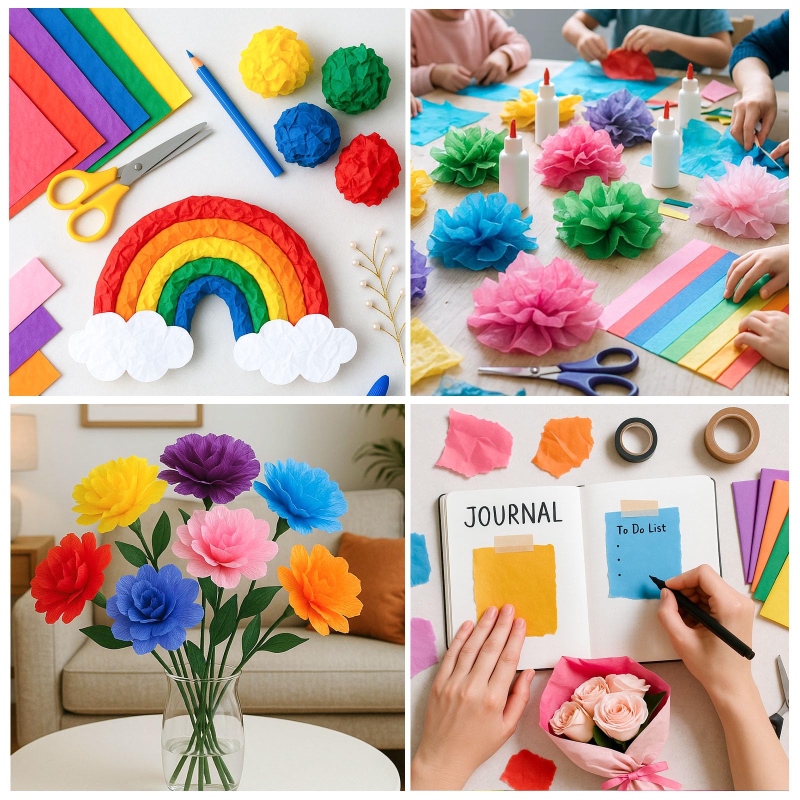 150Sheets Wrapping Tissue Paper, Tissue Paper Gift Wrap Colors of Rainbow Gift Tissue Paper for Gift Bags, 30 Colors