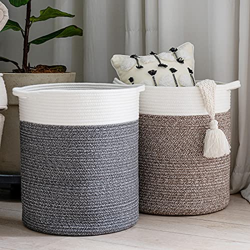 Goodpick Woven Laundry Basket Toy Storage Bin for Blanket (Set of 2)