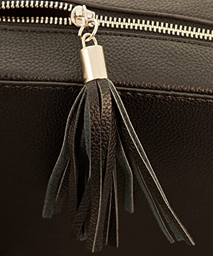 Pinafore Small Pebbled Vegan Leather Crossbody Bag (Black)