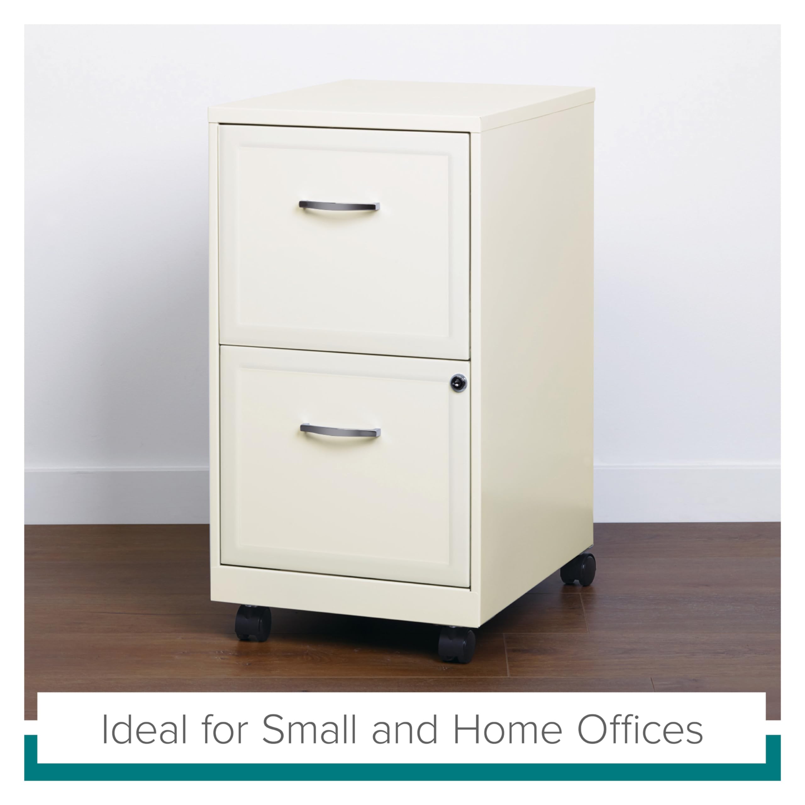 Space Solutions 18" 2 Drawer Mobile Smart Vertical File Cabinet Pearl White