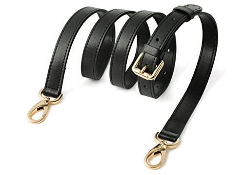 GOXTECHGenuine Leather Purse Strap Replacement Crossbody Handbag Long Adjustable (Black-shoulder strap)