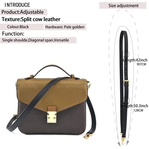 GOXTECHGenuine Leather Purse Strap Replacement Crossbody Handbag Long Adjustable (Black-shoulder strap)