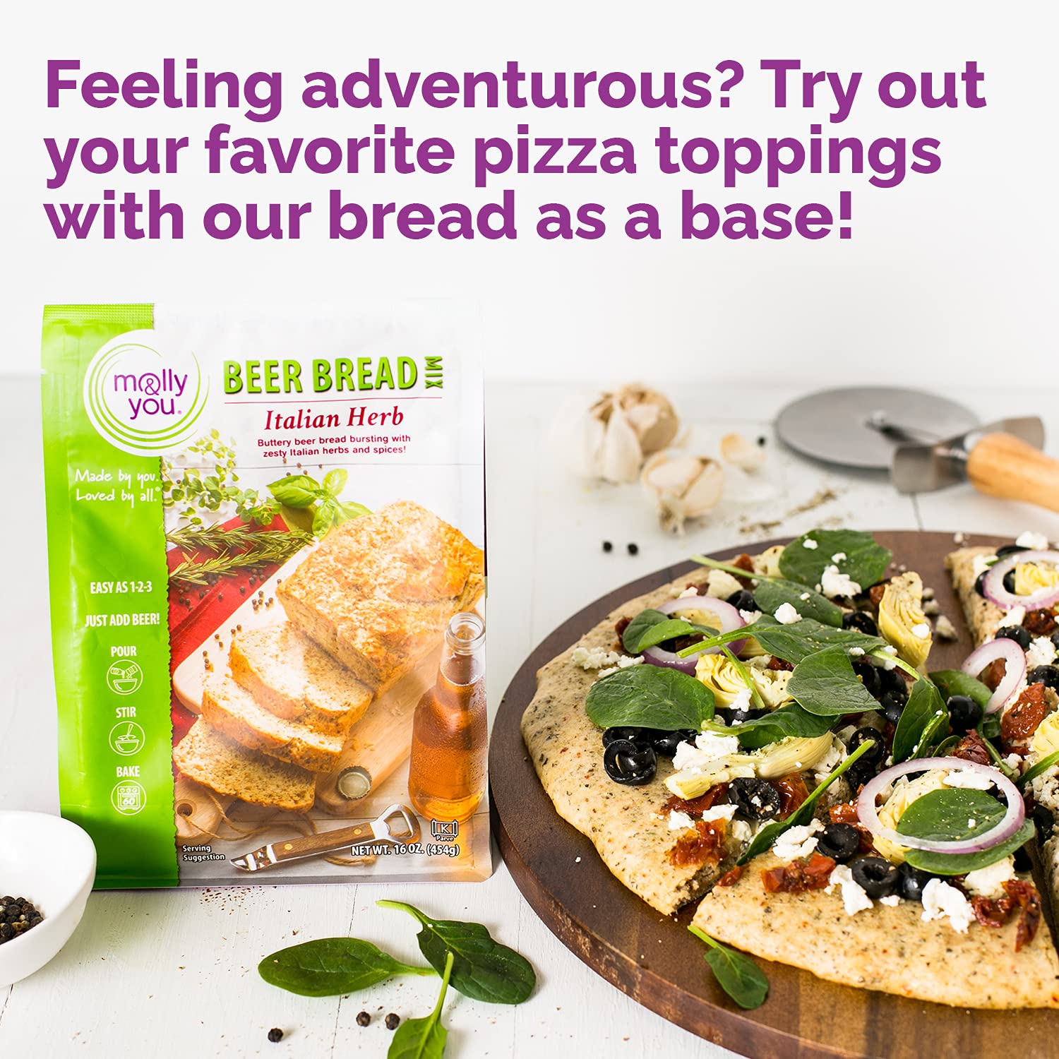 Molly & You Savory Beer Bread Mix Variety Pack (Pack of 3) - A Quick & Easy, Gourmet, Bread Mix, Artisan Bread Kit - No Bread Machine Needed - Just Add Beer or Soda