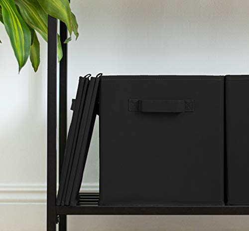 Pomatree 13x13x13 Inch Storage Cubes - 4 Pack - Large and Sturdy Storage Bins | Dual Handles, Foldable | Cube Organizer Bin | Fabric Baskets for Organizing Closet, Clothes and Toys (Black)