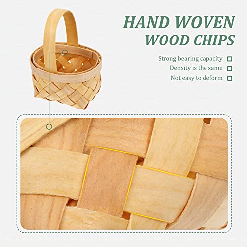 YARNOW Small Woven Basket with Handle, 4pcs Wicker Basket with Handles, 2.5 x 1.7 x 1.5 inch, Simple Handwoven Baskets, Small Wicker Basket with Handle