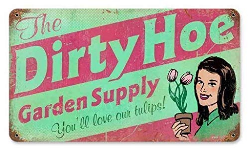 Retro Dirty Hoe Garden Supply Metal Tin Sign Vintage Coffee Wall Coffee Bar Decor 8x12 Inch Tin Sign Wall Decoration
