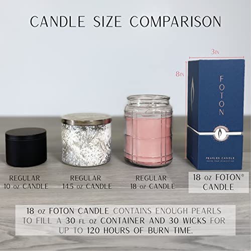 Foton Pearled Candle 18oz White Unscented Scent-Free All-Natural Candle Powder with Wicks