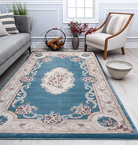 Rugs America Century Centurion CY10A Aubusson Blue Transitional Vintage Area Rug, 2'0"x4'0"