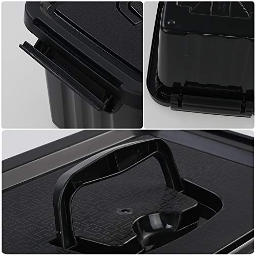 Qqbine 6 Quart Black Plastic Storage Latching Box Bin with Handles, 6 Packs