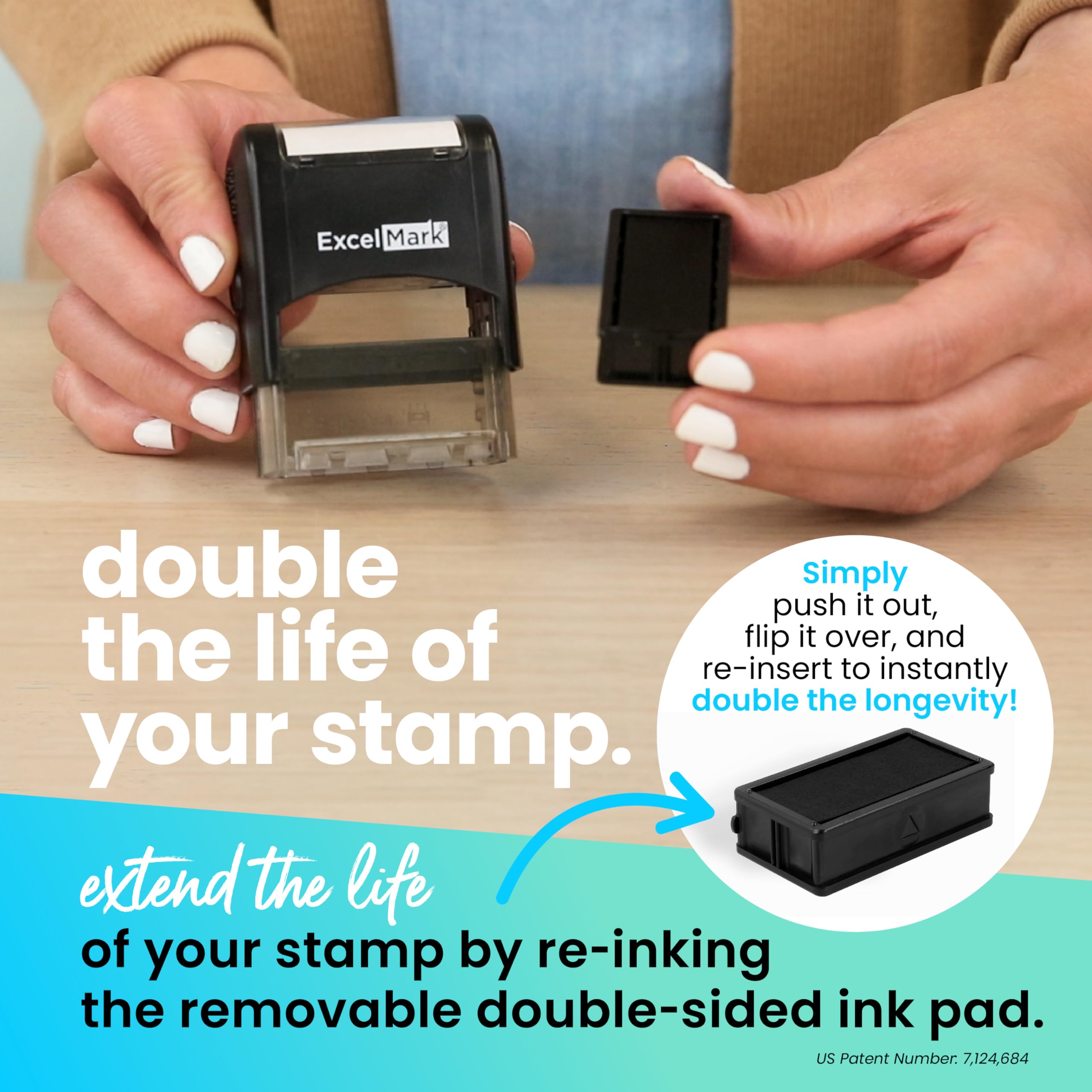 ExcelMark Copy Self Inking Rubber Stamp - Red Ink