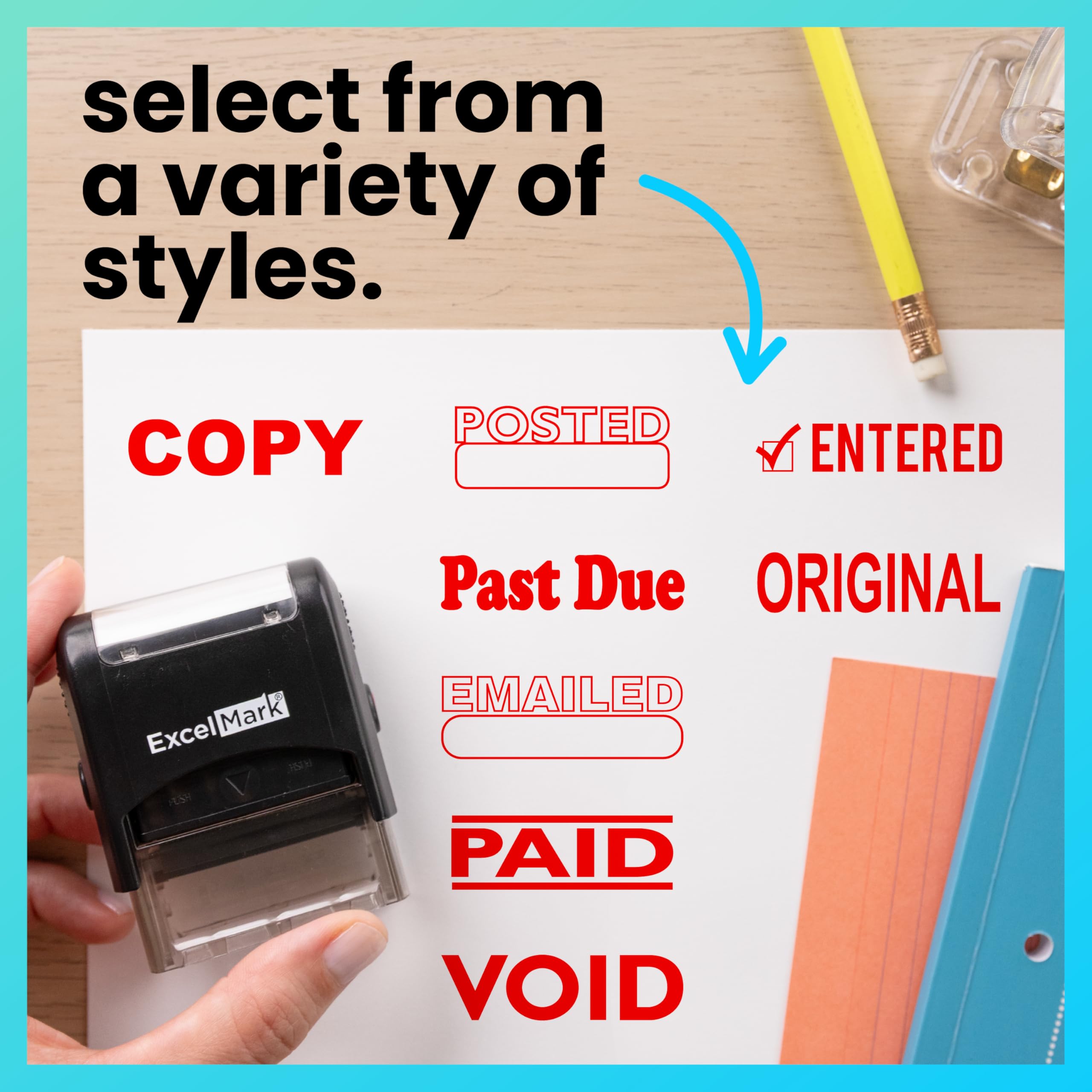 ExcelMark Copy Self Inking Rubber Stamp - Red Ink