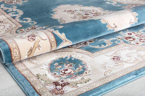 Rugs America Century Centurion CY10A Aubusson Blue Transitional Vintage Area Rug, 2'0"x4'0"