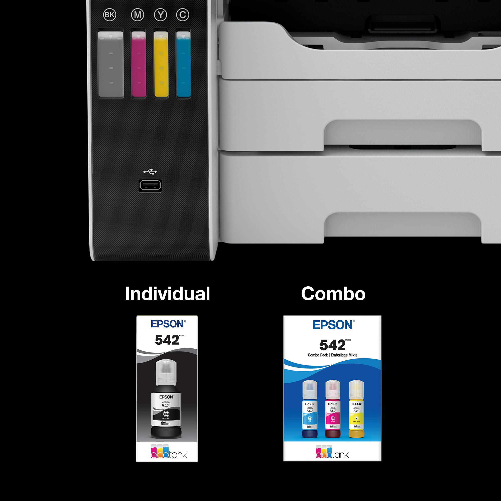 EPSON T542 EcoTank Ink Ultra-high Capacity Bottle Black (T542120-S) for select Epson EcoTank Printers