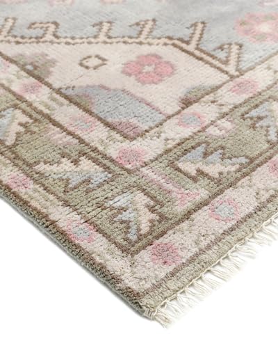 Handmade Geometric Contemporary Light Gray Area Rug 9 x 12