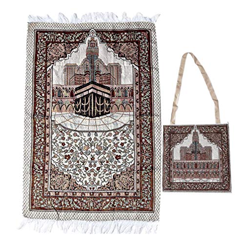 VOSAREA Muslim Prayer Rug Tassel Geometric Printing Prayer Mat Portable Carpet for Meditation Pilgrimage
