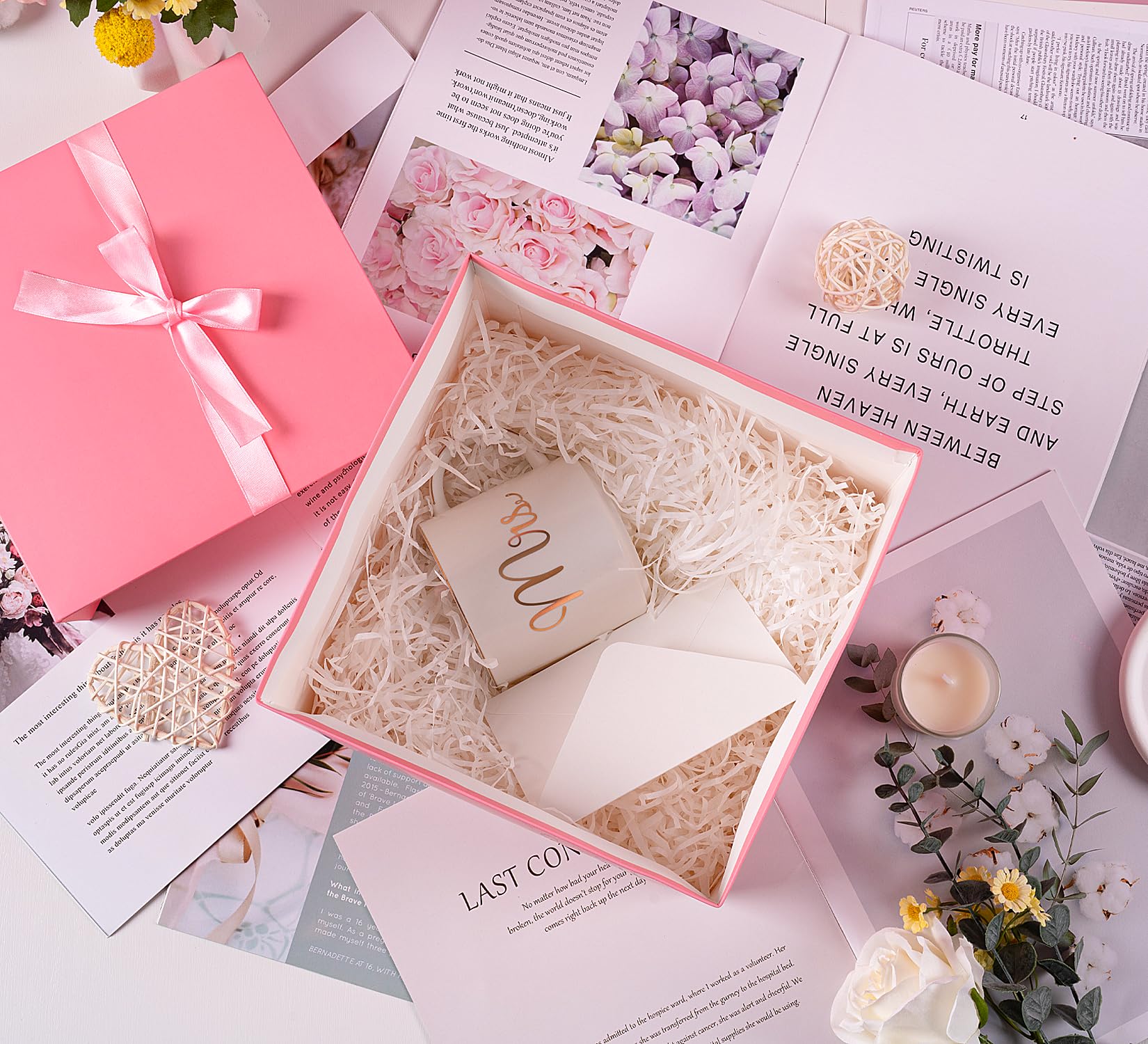 Elephant-package 8" Medium Valentine's Day Love Heart Gift Box with Lid, Ribbon and Tissue Paper, Collapsible Gift Box, for Anniversary, Bridesmaid, Girlfriend Gift Wrapping, Presents.