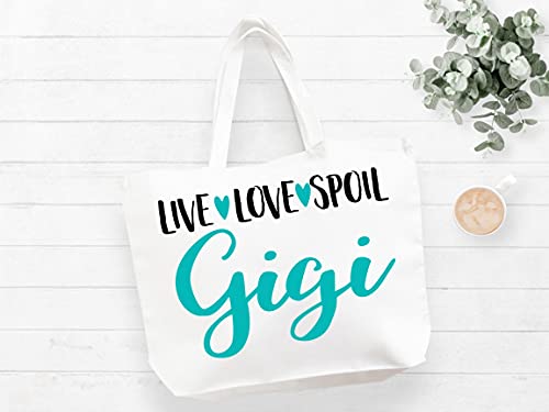 COCOVICI Gigi Live Love Spoil Gigi Canvas Tote Bag Grandma Gigi Gift Idea Book Bag