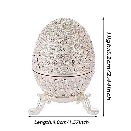 QIFU Mini Faberge Egg Style Mini Sliver Jewelry Trinket Box Hinged Unique Gift for Family