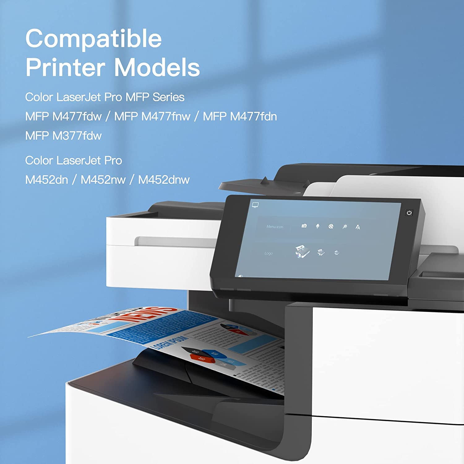 GPC Image Compatible Toner Cartridge Replacement for HP 410A CF410A CF411A CF412A CF413A Compatible with Laserjet Pro MFP M477fdw M477fdn M477fnw Pro M452dn M452nw M452dw Printer (4 Pack)