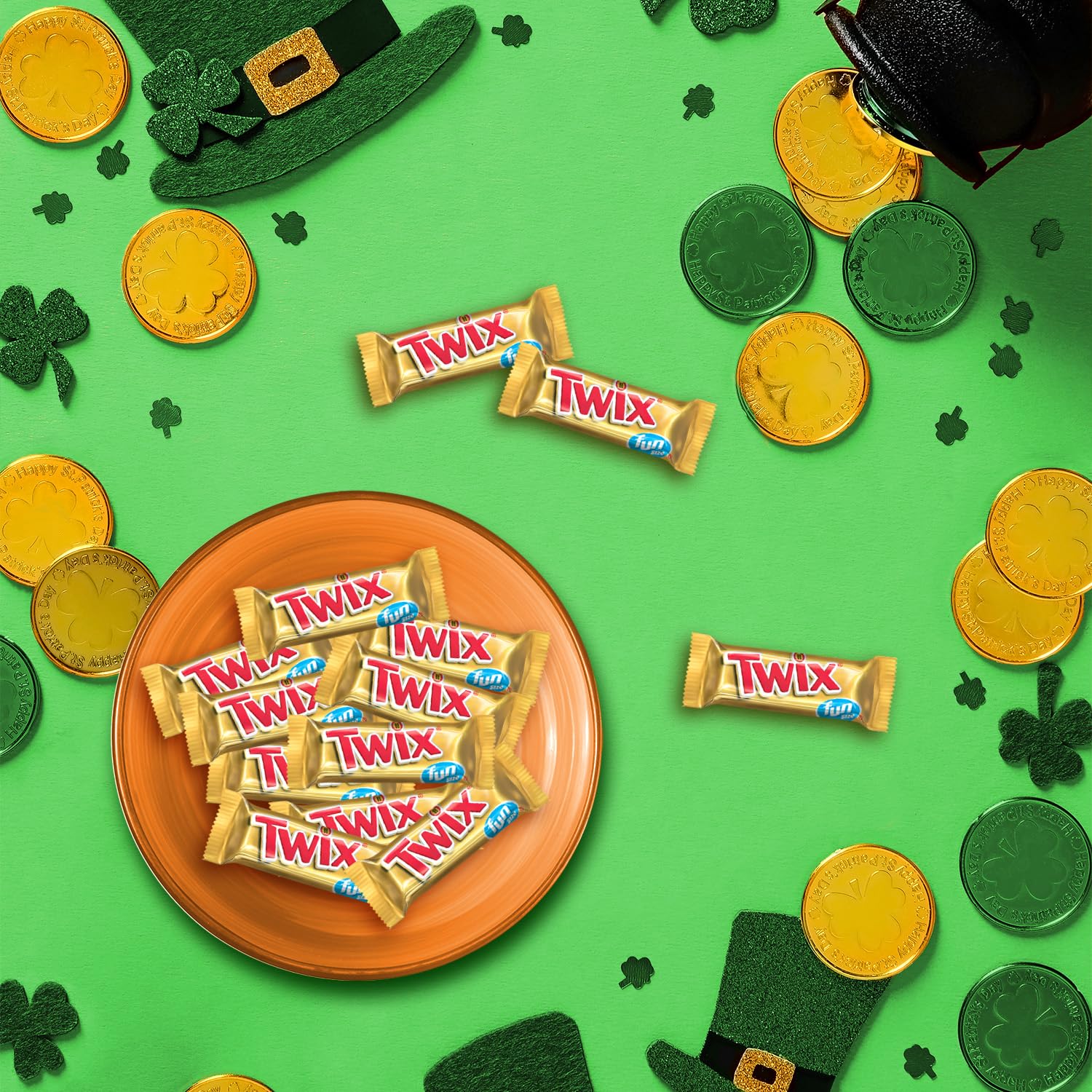 TWIX Fun Size Milk Chocolate Caramel St Patricks Day Candy Bars, 18.28 Oz Jumbo Bulk Candy Bag