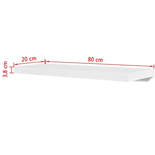 EstaHome Floating Shelves Wall Mounted | Wall Decor Storage Shelf Set of 2 for Bedroom, Bathroom, Living Room, Kitchen | Decorative Floating Wall Display Shelves | White MDF 31.5" x 7.9" x 1.5"