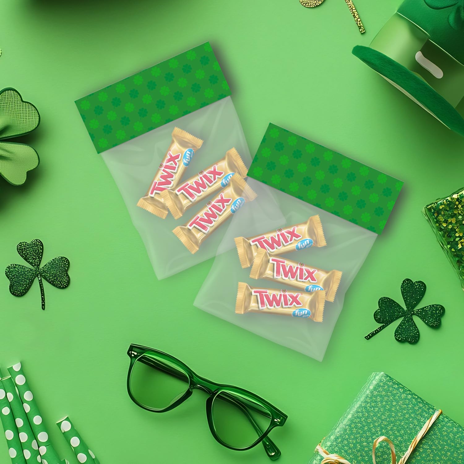 TWIX Fun Size Milk Chocolate Caramel St Patricks Day Candy Bars, 18.28 Oz Jumbo Bulk Candy Bag