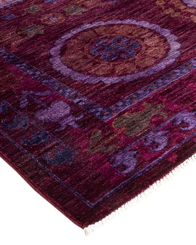 Solo Rugs Fine Vibrance, One-of-a-Kind Hand-Knotted Area Rug - Red, 9' 1" x 12' 0"