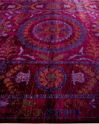 Solo Rugs Fine Vibrance, One-of-a-Kind Hand-Knotted Area Rug - Red, 9' 1" x 12' 0"