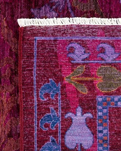 Solo Rugs Fine Vibrance, One-of-a-Kind Hand-Knotted Area Rug - Red, 9' 1" x 12' 0"