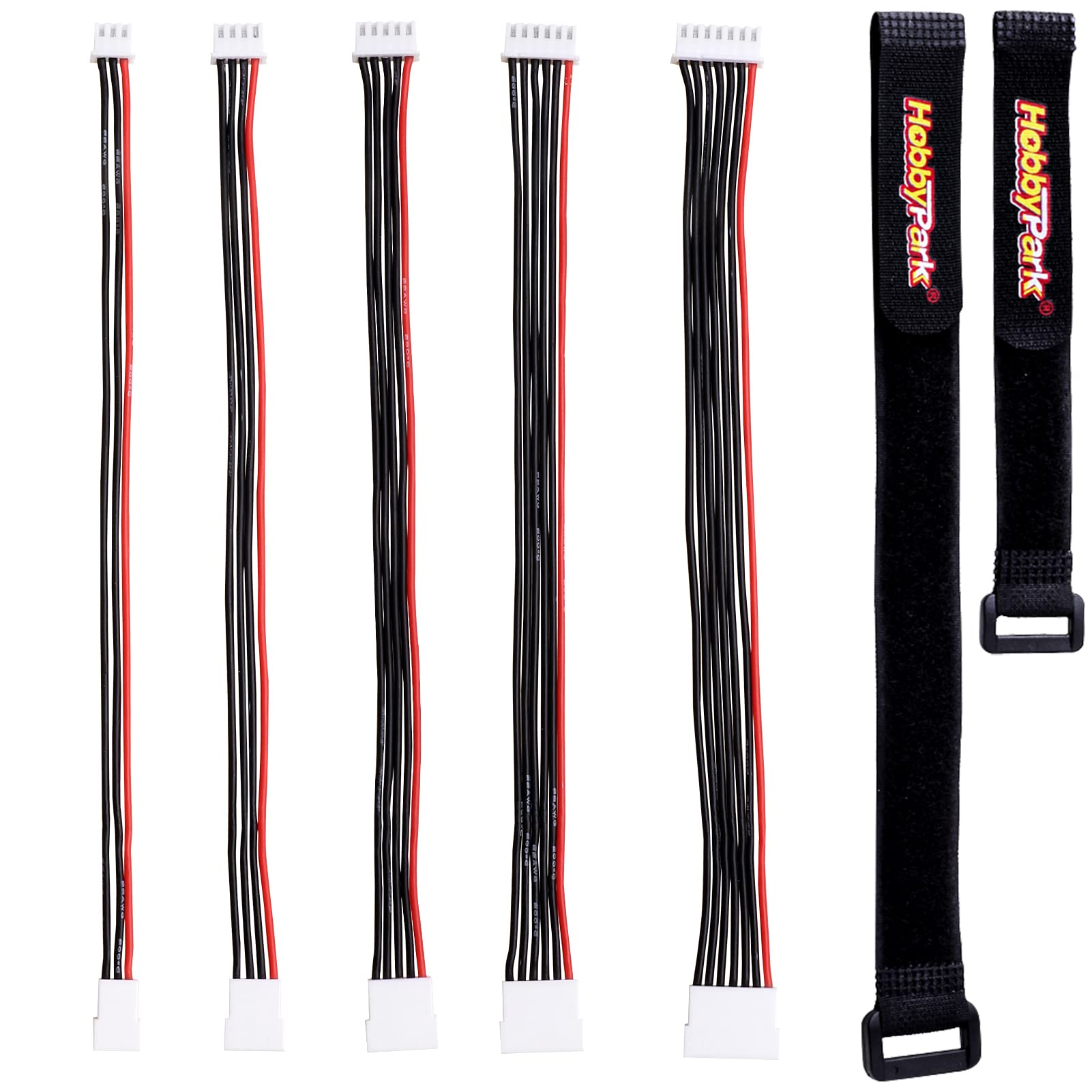 HobbyPark JST-XH 2S 3S 4S 5S 6S LiPo Battery Balance Charger Extension Cable Balance Charging Wire Lead Adapter for RC Drone, Quadcopter, Multirotors,Cars, Trucks, Planes, Boats (5PCS)