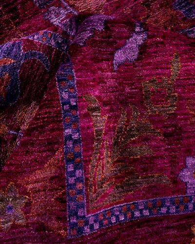 Solo Rugs Fine Vibrance, One-of-a-Kind Hand-Knotted Area Rug - Red, 9' 1" x 12' 0"