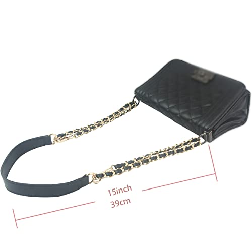 SUPXINJIA Purse Chain Strap - Microfiber Leather - Replacement for Crossbody Shoulder Bag - 51 Inch Long (Black)