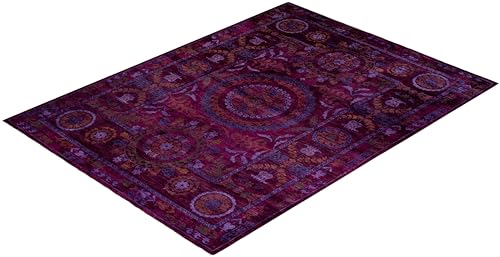 Solo Rugs Fine Vibrance, One-of-a-Kind Hand-Knotted Area Rug - Red, 9' 1" x 12' 0"