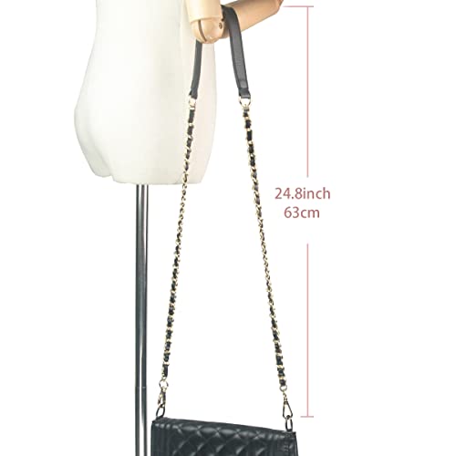 SUPXINJIA Purse Chain Strap - Microfiber Leather - Replacement for Crossbody Shoulder Bag - 51 Inch Long (Black)