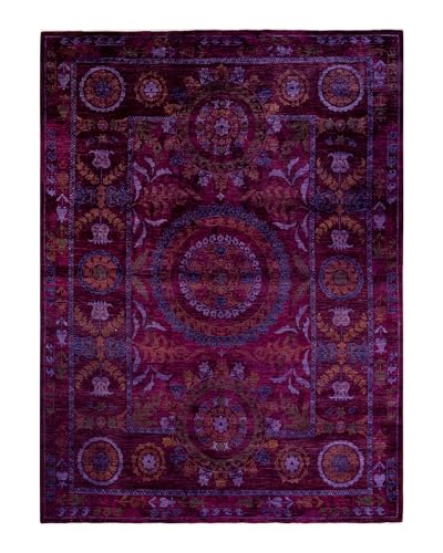 Solo Rugs Fine Vibrance, One-of-a-Kind Hand-Knotted Area Rug - Red, 9' 1" x 12' 0"