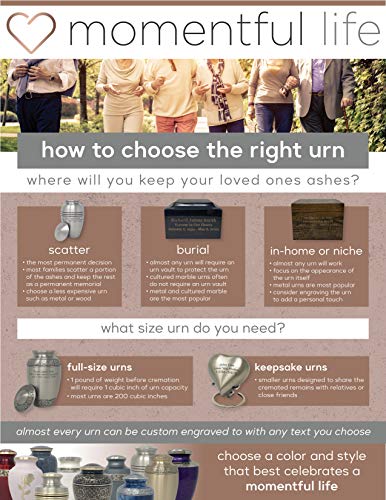 Momentful Life Custom Engraved Embossed Bronze Cremation Urn Adult Bronze Cremation Urn