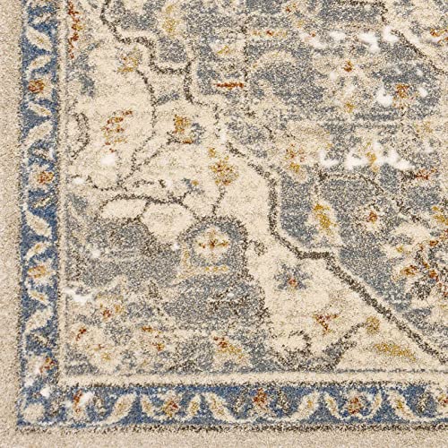 Hauteloom Chesnee Living Room, Bedroom Area Rug - Updated Traditional - High Pile - Blue, Yellow - 7'10"