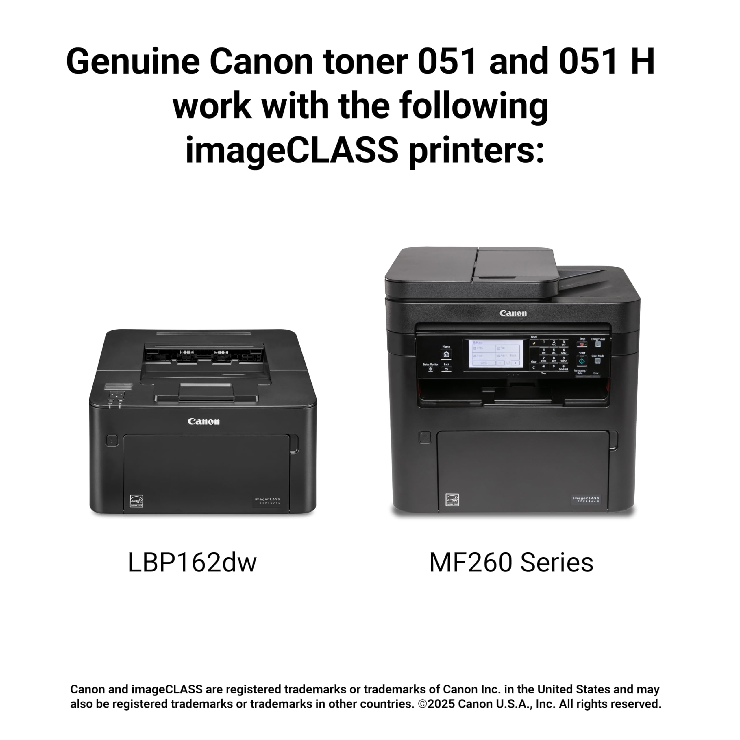 Canon Genuine Toner Cartridge 051 Black, High Capacity (2169C001), 1-Pack, for Canon imageCLASS MF264dw, MF267dw, MF269dw, LBP162dw Laser Printers