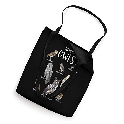 Types of Owls Shirt Educational Cute Owl Lover Tote Bag