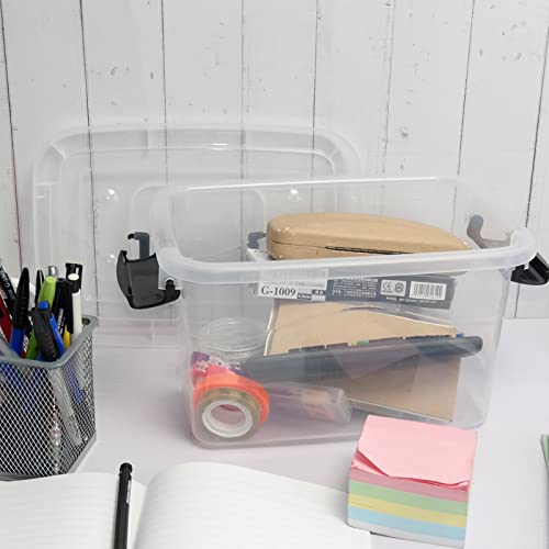 Anbers 5 Quart Plastic Bins with Lid, Latching Storage Box, 6 Packs
