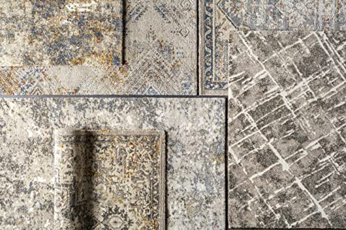 Hauteloom Chesnee Living Room, Bedroom Area Rug - Updated Traditional - High Pile - Blue, Yellow - 7'10"