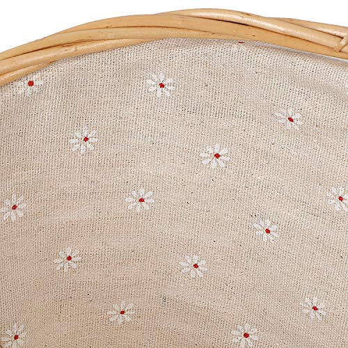 KINJOEK Wicker Woven Basket, Multipurpose Natural Willow Basket with Handle Premium Linen Cotton Cloth Lining for Storage and Decoration, Natural