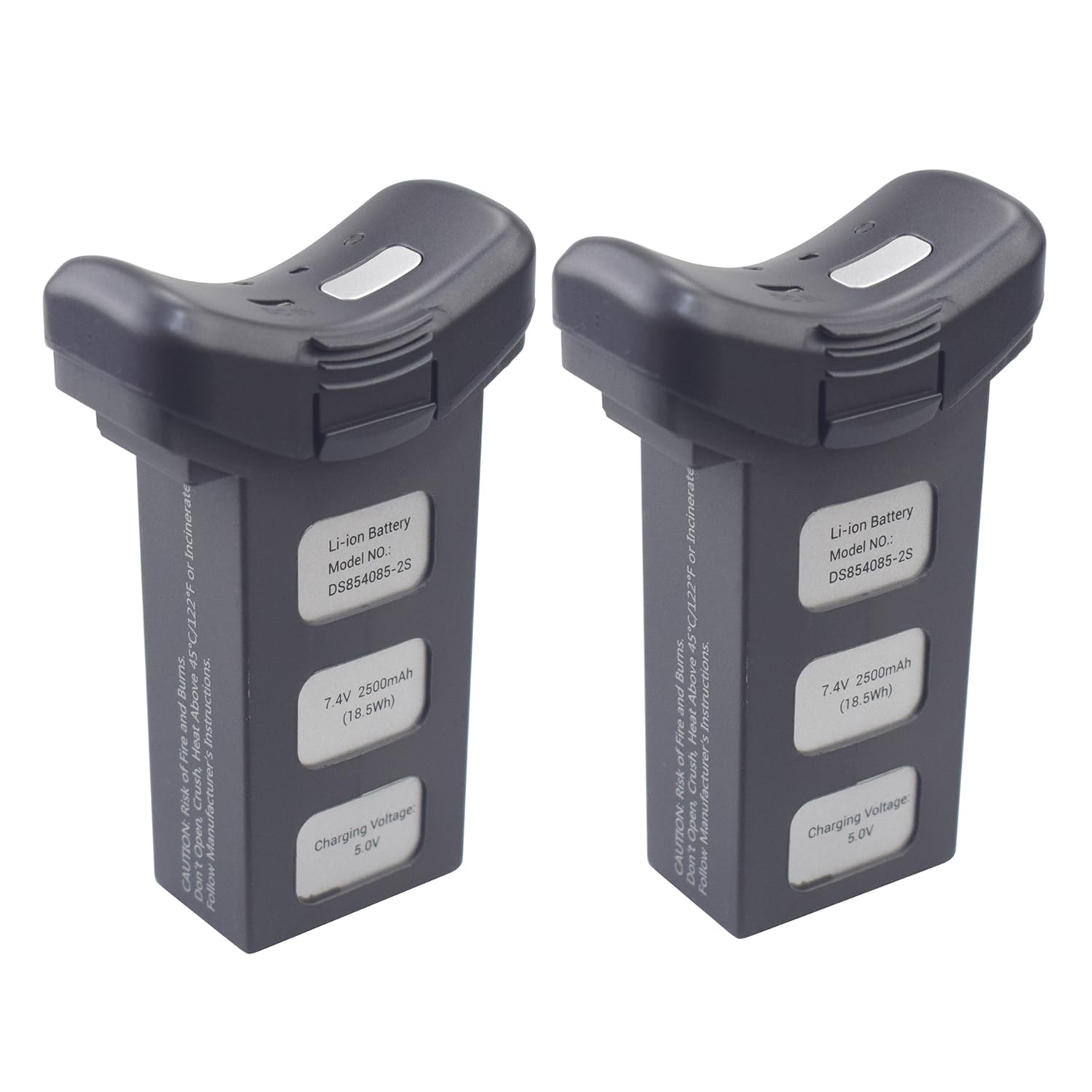 MOONZON 2PCS 7.4V 2500mAh Lithium Battery for HS100 S70W T35 HS100G MQ001 Quadcopter Spare Parts Aircraft Model Drone Battery(Gray)